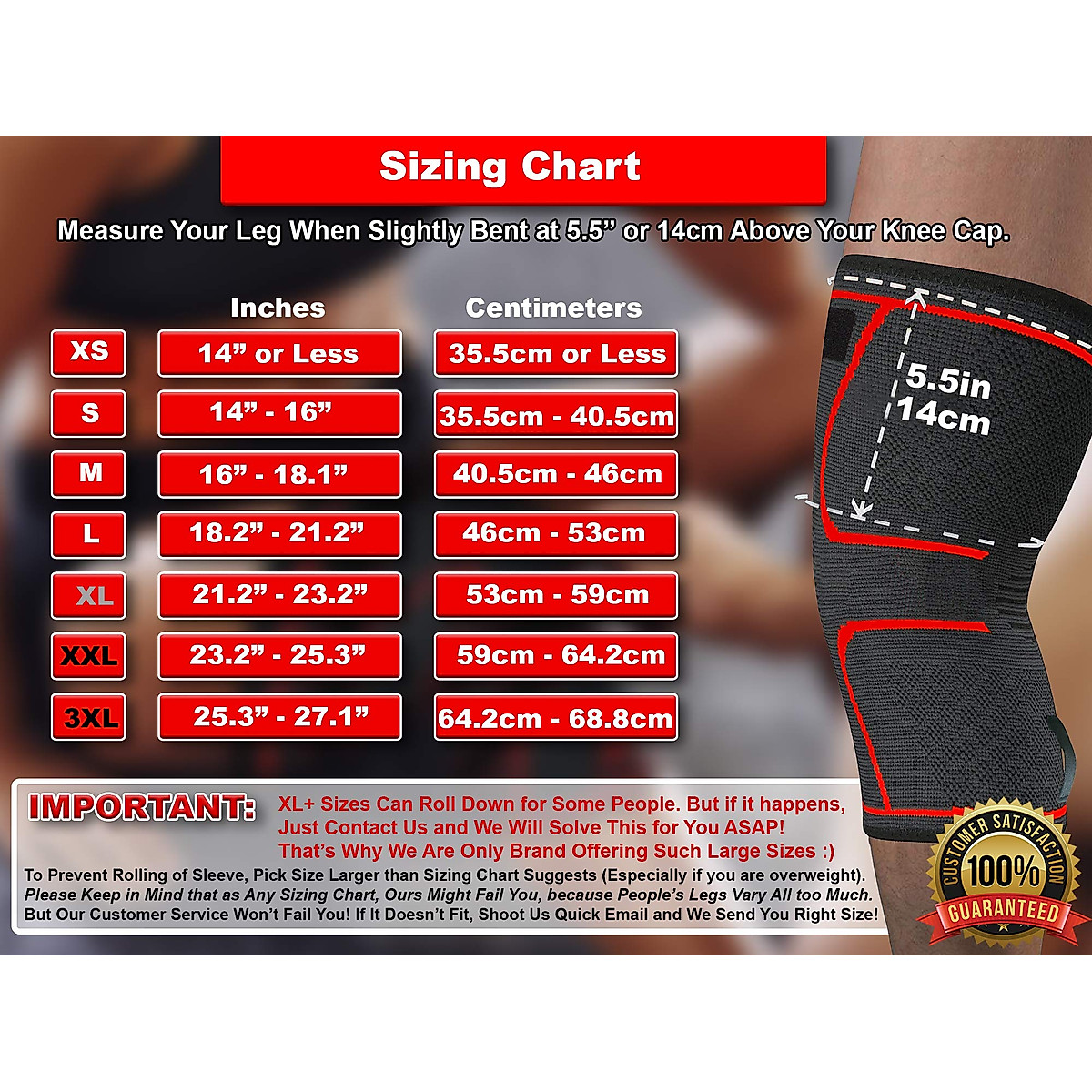 ATHLEDICT Knee Brace Compression Sleeve with Strap for Best Support & Pain Relief for Meniscus Tear, Arthritis, Running, Basketball, MCL, Jogging, Post Surgery Recovery for Men & Women, L