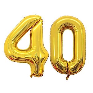 GOER 42 Inch Gold 40 Number Balloons,Jumbo Foil Helium Balloons for 40th Birthday Party Decorations and 40th Anniversary Event