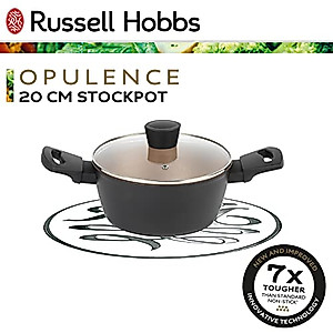 Russell Hobbs RH01669BEU7 Opulence 20 cm Stockpot with Lid -Non-Stick Casserole Pot, Induction Suitable Cooking Pot, Forged Aluminium Cookware, Dishwasher Safe, PFOA Free, Ideal for Soups/Stews/Curry