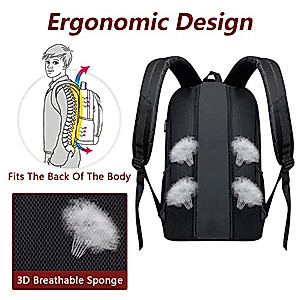 Ogetok Men Travel Backpack for 17.3" Laptop, Business Casual Computer Daypack Bookbag with USB Charging Port, Black