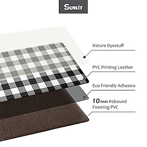 Sunlit Set of 2 Anti Fatigue Kitchen Floor Mat, Non Slip Waterproof Comfort Standing Mat, 0.4 Inch Thick Cushioned Farmhouse Kitchen Rug Runner, White Black Buffalo Check (17"x28"&17"x47")