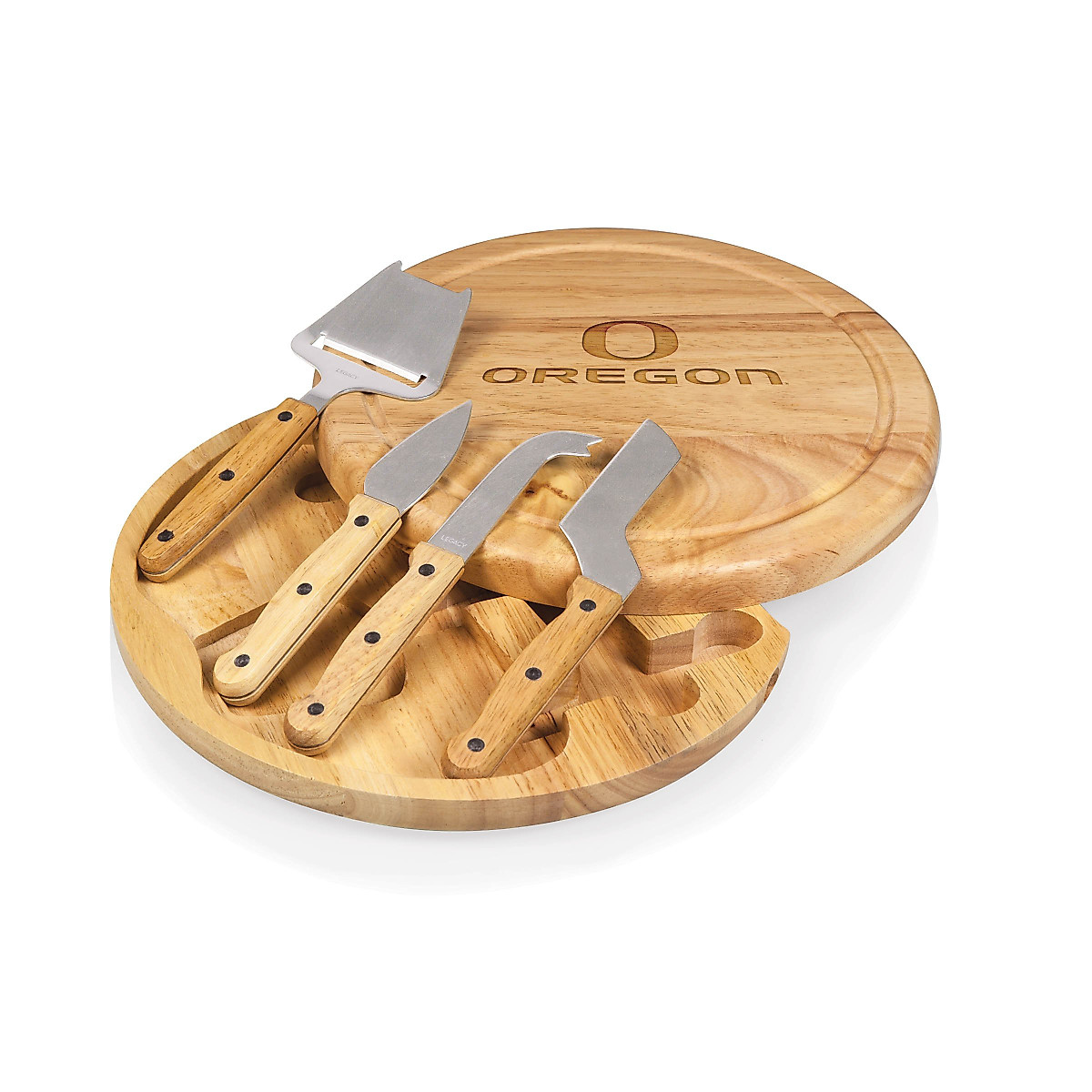 NCAA Oregon Ducks Circo Cheese Board and Knife Set - Charcuterie Board Set - Wood Cutting Board