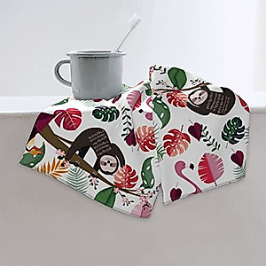 Hand Drawn Baby Sloth with Flamingo Soft Absorbent Guest Hand Towels Multipurpose for Bathroom, Gym, Hotel and Spa ( 27.5 x16 Inches)