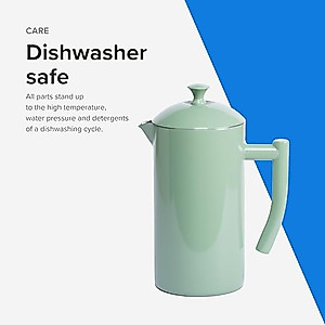 Frieling Double-Walled Stainless Steel French Press Coffee Maker, Dilly Bean Green, 34 fl oz.