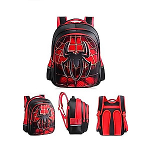 EFBJIXY Kids Backpack Spider Bookbags Boys Schoolbag With Lightweight Water Resistant (red black)