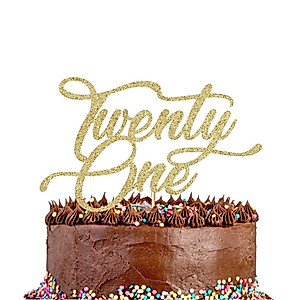 Twenty One Cake Topper- 21st Birthday Cake Topper,21st Birthday Decorations,21st Cake Topper,Happy 21st Birthday Cake Topper (Golden)