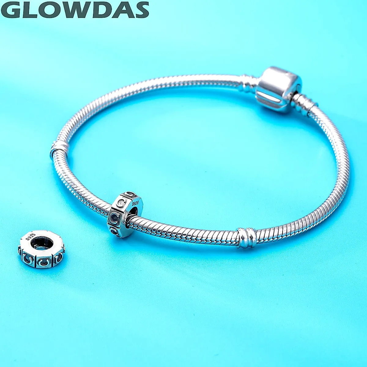 Letter C Spacer Charms, Initial C Alphabet Rubber Stopper Beadas in Vintage 925 Sterling Silver, fits Pandora Moments Bracelet, Personalized Gift for Couple/Christmas