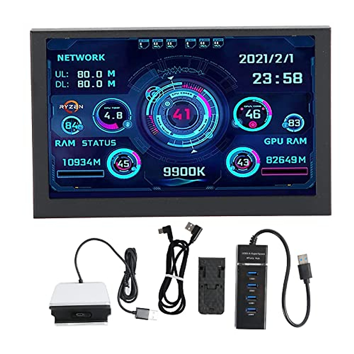 Rengu Computer CPU Data Monitor Home 5 Inch IPS Choose Mini ITX Computer Case Monitor Theme