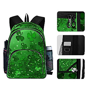 OREZI Waterproof Schoolbag for Girls Boys,Saint Patrick Day Laptop Backpack with USB Charging Port,College Bookbag for Women Men