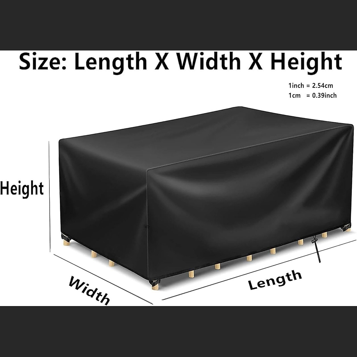 AZKDCL Patio Table Covers for Outdoor Furniture 79x49x16inch/LxWxH Waterproof Weatherproof Rectangular Cover 600D Heavy Duty Furniture Covers Tear Resistant Outdoor Table Cover