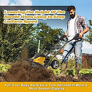 COPOWER by EVEAGE GT18-13.5US Electric Corded Garden Tiller and Cultivator, 120V 18-Inch 13.5AMP Rototiller Tool, 4'' - 8'' Tilling Depth Foldable Handle 6x4 Tines