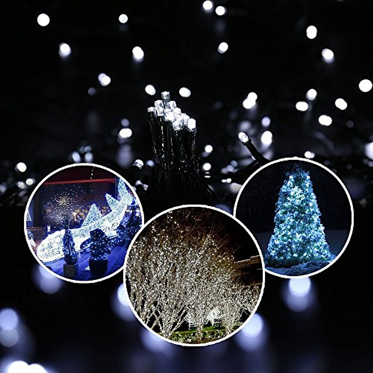 Solar Christmas Lights, 72ft 200 LED Solar String Lights with 8 Modes, Waterproof Outdoor Christmas String Lights for Patio, Garden, Party, Yard, Fence, Tree, Holiday, Christmas Decorations (White)