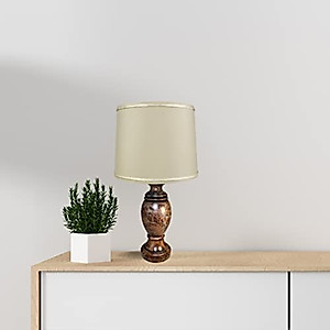 Royal Designs, Inc. Mini Natural Stone Alabaster Lamp, Round Base with Drum Shade, LAL-5005CR-641UT-BG, Crackle