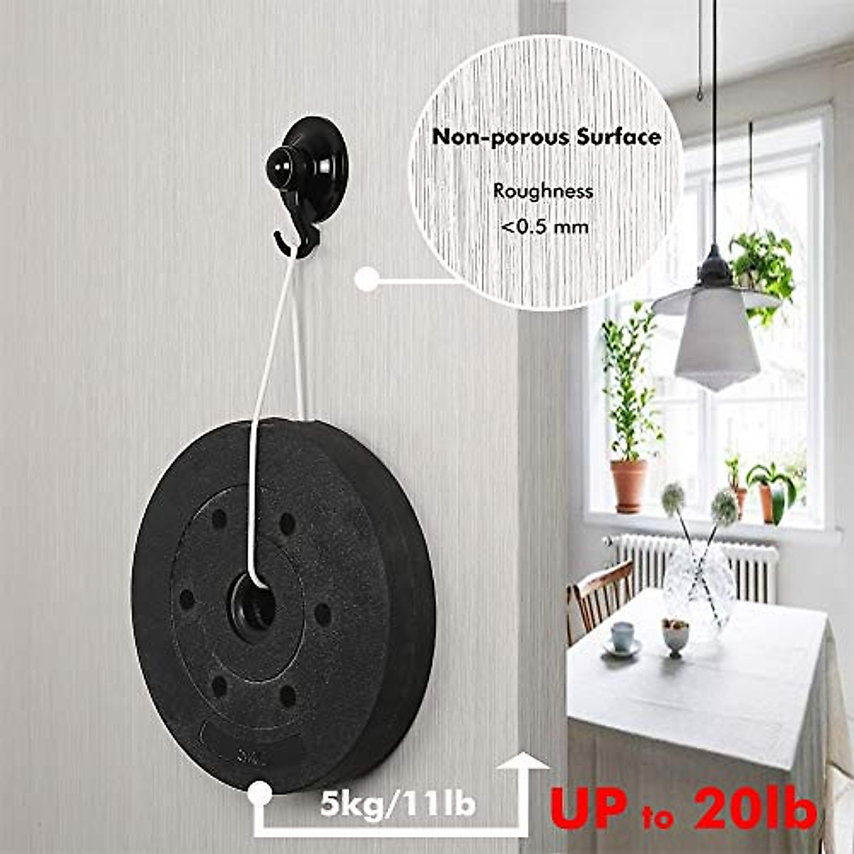 Qmagic Heavy Duty Suction Cup Hooks - Wall Vacuum Holder for Tile, Glass and Mirror -360° Rotation - Removable - Patented Design(Black, 2)