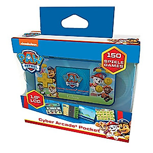Lexibook Paw Patrol Chase, Cyber Arcade Pocket Portable Gaming Console, 150 Games, LCD, Battery Operated, Red / Blue, JL1895PA