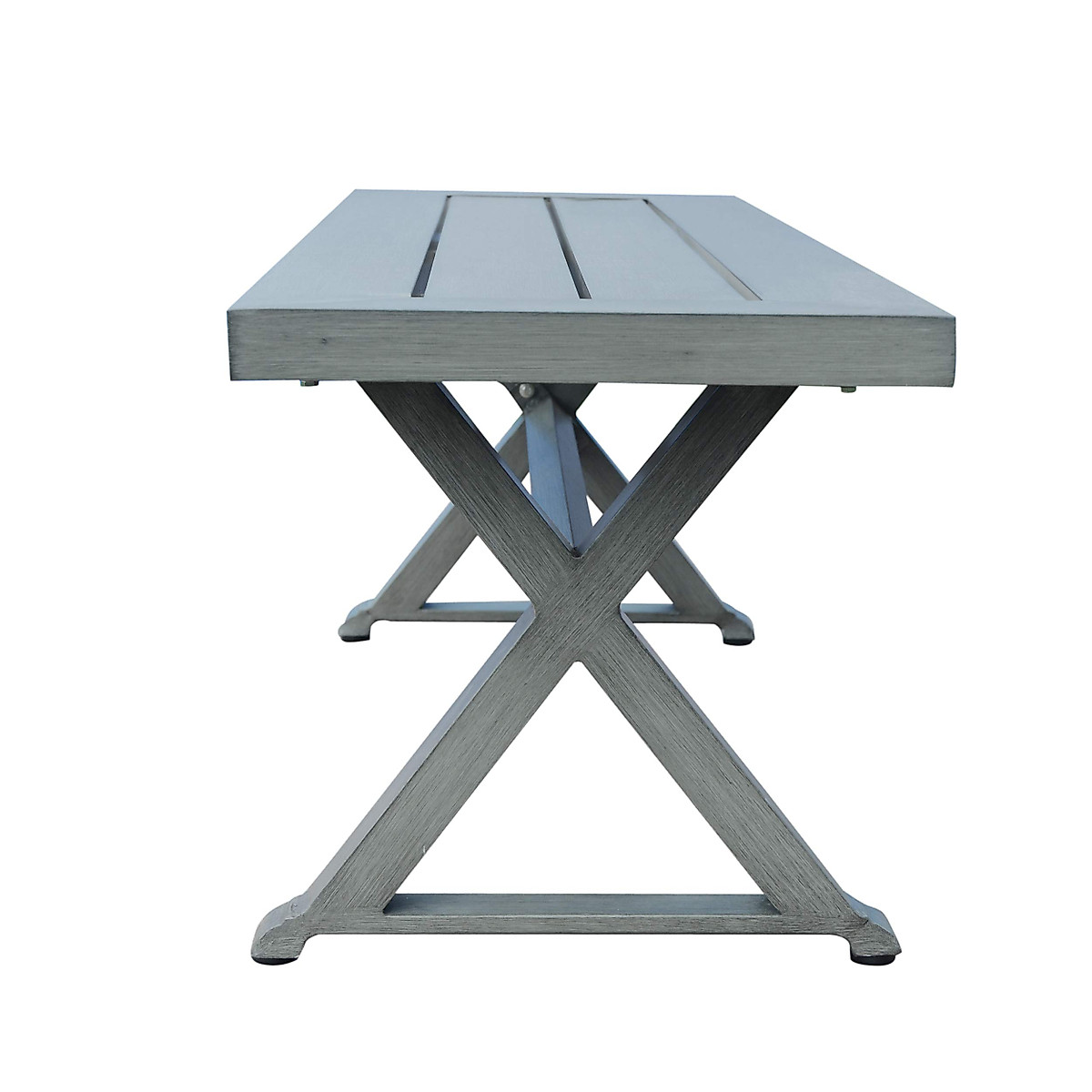 GDFStudio Modern Outdoor Aluminum Dining Bench, Dark Gray