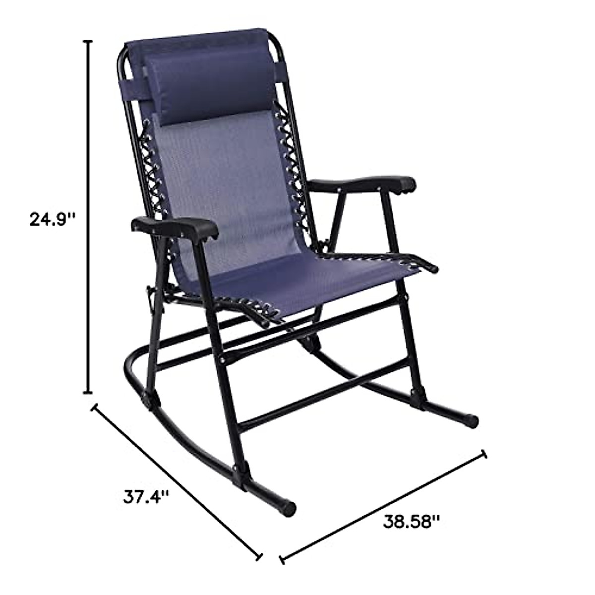 Amazon Basics Outdoor Textilene Zero Gravity Folding Lounge Rocker with Pillow, Navy