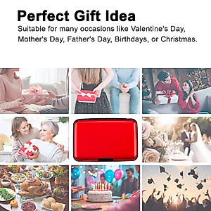 Kaabao Credit Card Holder, RFID Blocking Metal Card Wallet for Women Men Slim ID Card Holders Protector Aluminum Business Hard Case (Red)