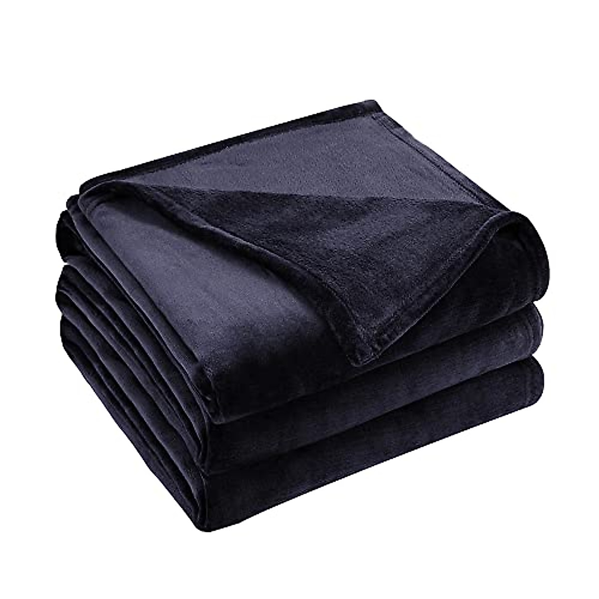 Flannel Bedding Fleece Blanket Throw, CHOOLE 350GSM Lightweight Soft Warm Blanket for Couch, Camping, Gift (Navy, Throw (50"x60"))