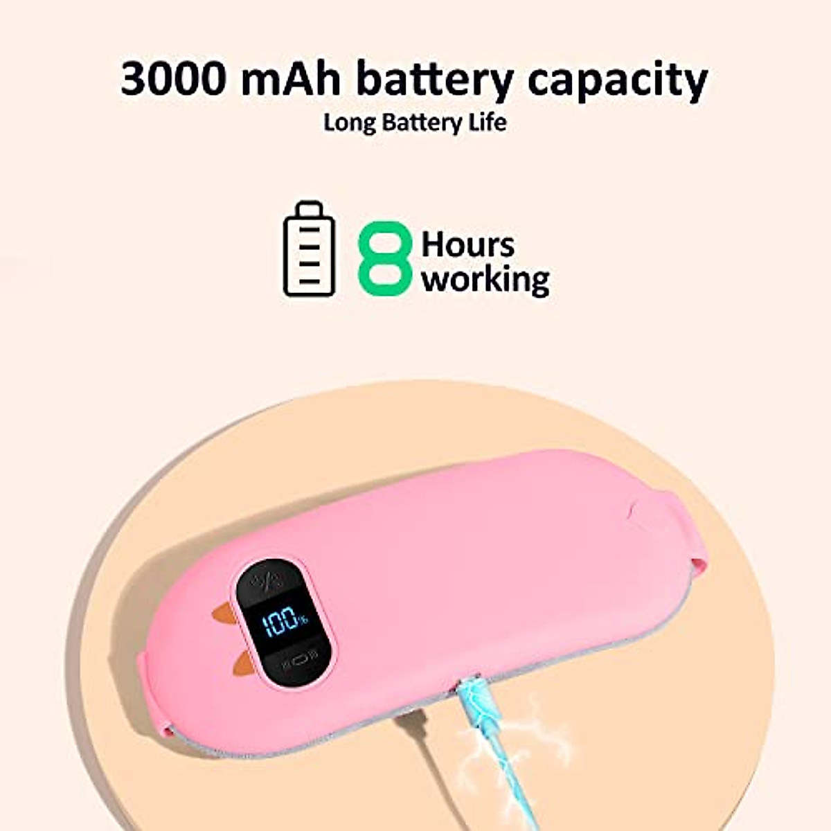 Heating Pad, Portable Cordless Menstrual Heating Pad 5s Fast Heating, Heating Pads for Cramps with 3 Heat Levels and 3 Massage Modes, Heating Pad for Back Pain Gift for Women and Girl(Pink)