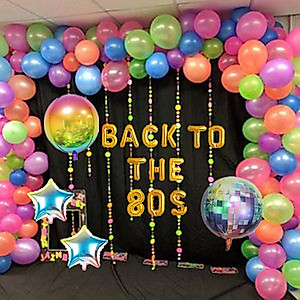 JeVenis 5 PCS Back To The 80s Balloon Banner 80s Retro Party Balloon 80s Party Decorations 80s Party Supplies 80s Themed Party Hip Hop Party 80s Photo Backdrop