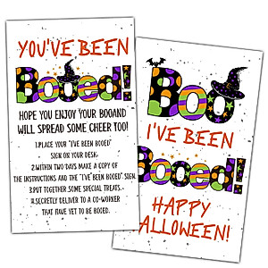 KFNER Halloween Party Game for Adults, You've Been Booed Halloween Game Card Sets, I've Been Booed Sign, Halloween Party Supplies & Family Activity, Set of 40 Game Cards -09
