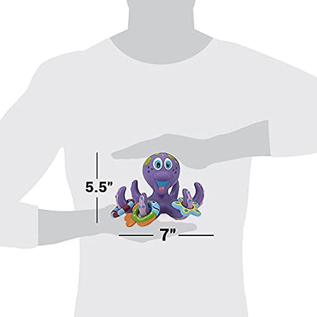 Nuby Floating Purple Octopus with 3 Hoopla Rings Interactive Bath Toy