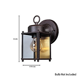 Designers Fountain 1161-RP Porch Outdoor Wall Lantern Sconce, 8in H, Rust Patina
