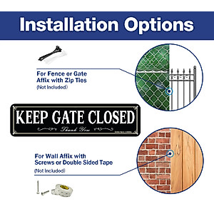 Faittoo Keep Gate Closed Sign, 2-Pack 12 x 3 Inch Reflective Rust Free Aluminum, UV Protected, Weather/Fade Resistant, Easy to Install and Read, Indoor/Outdoors Use