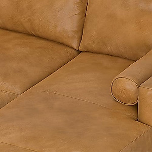 SIMPLIHOME Morrison Right Sectional Sofa in Full-Grain Genuine Leather, Sienna, 102-inches Wide, L-Shaped Leather Couch with Right Chaise for the Living Room and Family Room