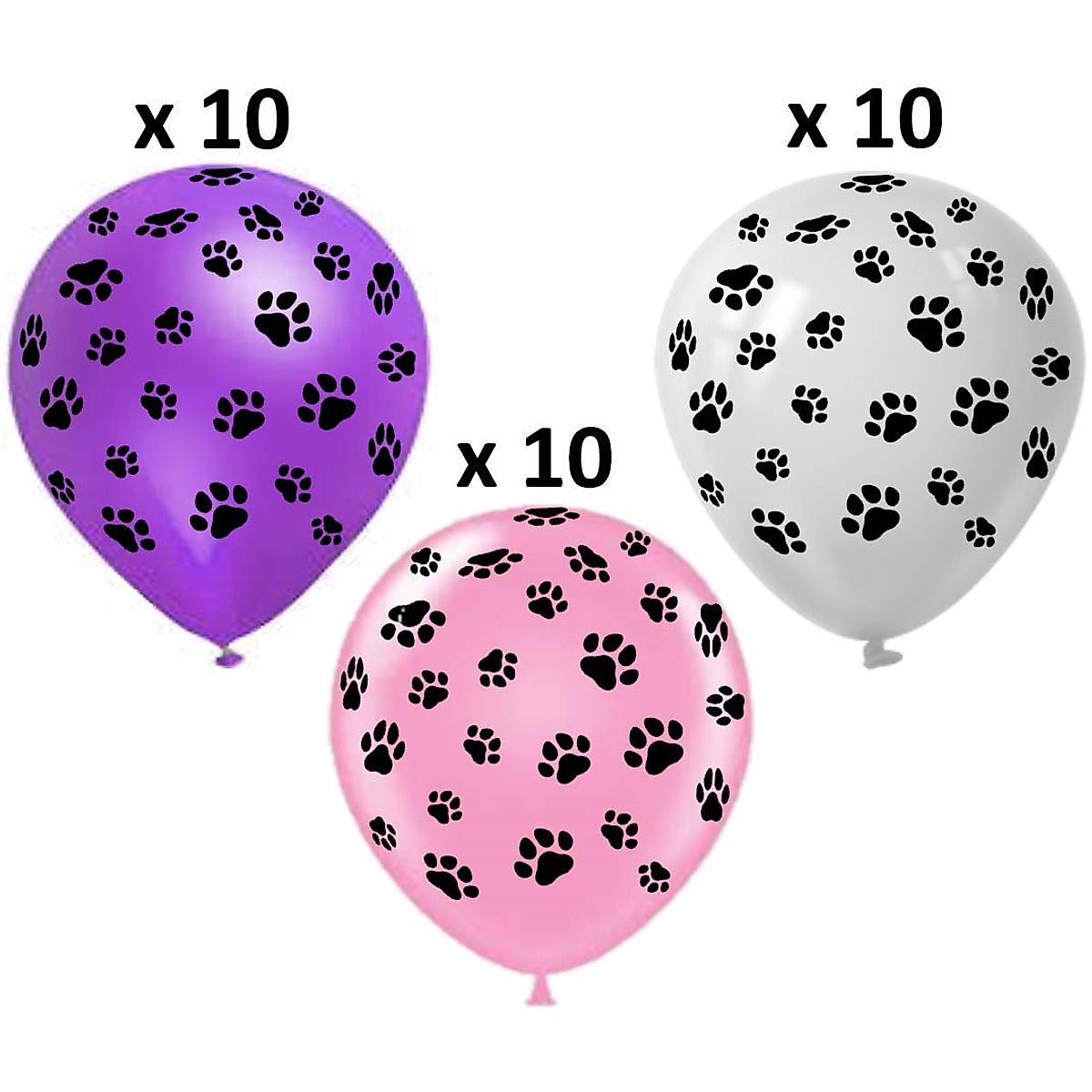 Vision Licensed Dog Paw Print Pink 12" Patrol Party Balloons 30 Pcs | All Around Paw Print Pink Purple White | Puppy Paw Party Supplies Decorations for Girls Sky Birthday Party and Baby Shower