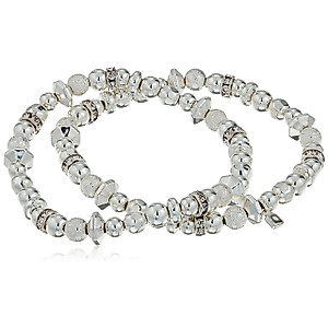 Nine West "Nw Boxed Gifting Silver-Tone 2 Piece Stretch Bracelet