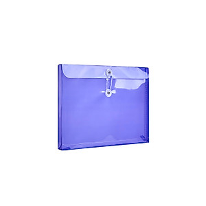 FANWU Plastic Letter Size Envelopes with Button & String Tie Closure, 1-1/6" Expansion, Side Load, Clear Poly Reusable File Folders Project Paper Documents Organizer for Office School Home