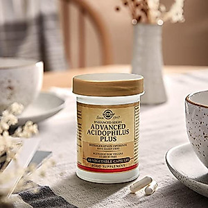 Solgar Advanced Acidophilus Plus, 120 Vegetable Capsules - Supports Healthy Intestinal Flora - 500 Million Microorganisms Per Serving - Gluten & Dairy Free - Vegetarian - 120 Servings