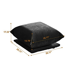 JACH Mid-Century Modern Comfy Ottoman, Chenille Sofa Footrest Couch with Thick Cushion, 26" Foot Stool Furniture for Small Spaces Living Room Bedroom Office Apartment, Black