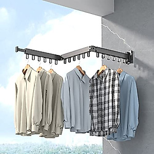 Knovein Wall Mounted Drying Rack Laundry Clothes Hanging Rack Collapsible Retractable for Laundry Room Organization, Balcony, Wardrobe, Bathroom (3 Poles)