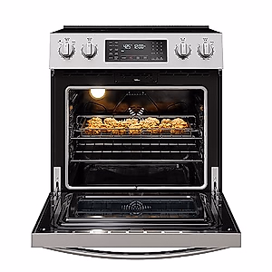 Kenmore Front Control Electric Range Oven with 5 Cooktop Elements with 7 Cooking Power Options, True Convection, Steam and Self Clean, Freestanding Oven, 4.8 cu. ft. Capacity Stainless Steel