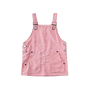 Mubineo Toddler Baby Girl Corduroy Pocket Overall Dress Kids Casual Bib Dresses (Pink, 5T)