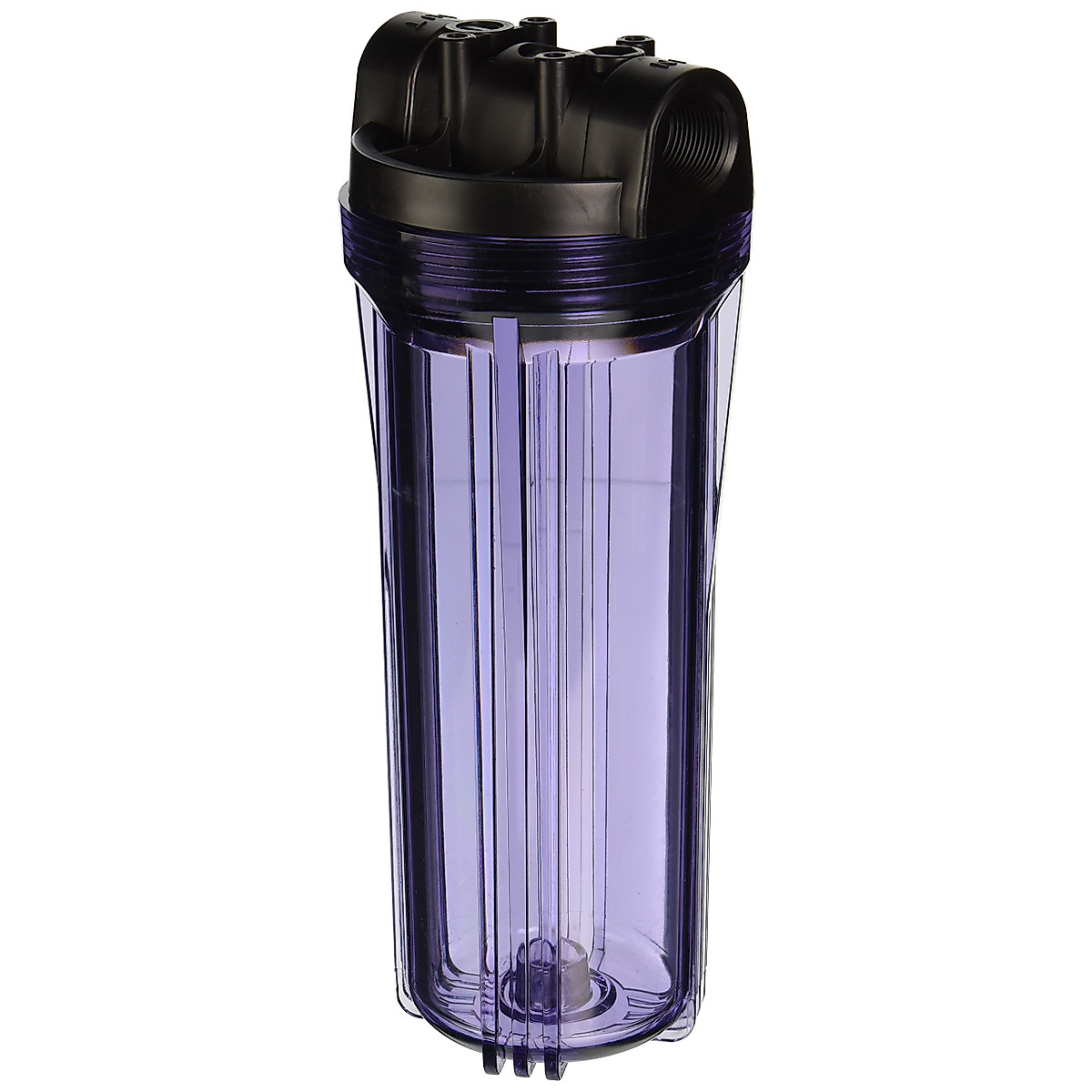 Hydronix HF3-10CLBK34, 10" Clear Housing with Black Rib Cap For RO & Filtration Systems, 3/4" Ports