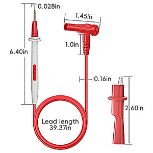 Goupchn Multimeter Test Leads Kit Banana Plug with Push On Alligator Clips Precision Sharp Probes Digital Electrical Test Probes 1000V 10A