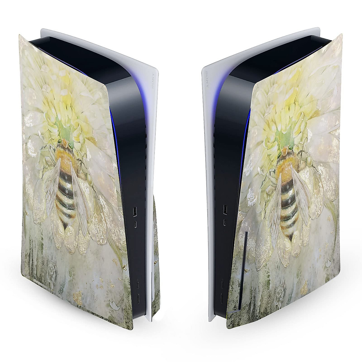 Head Case Designs Officially Licensed Stephanie Law Bee Art Mix Vinyl Faceplate Sticker Gaming Skin Case Cover Compatible with Sony Playstation 5 PS5 Disc Edition Console