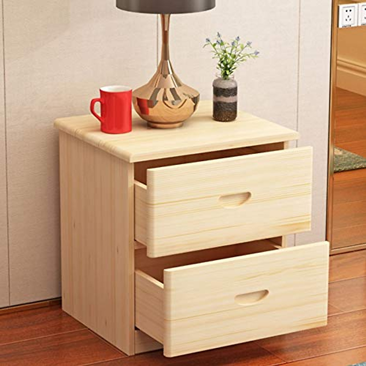 SJYDQ Simple Bedside Table All Solid Wood Simple Bedroom Storage Cabinet, Bedside Storage Bedside Table