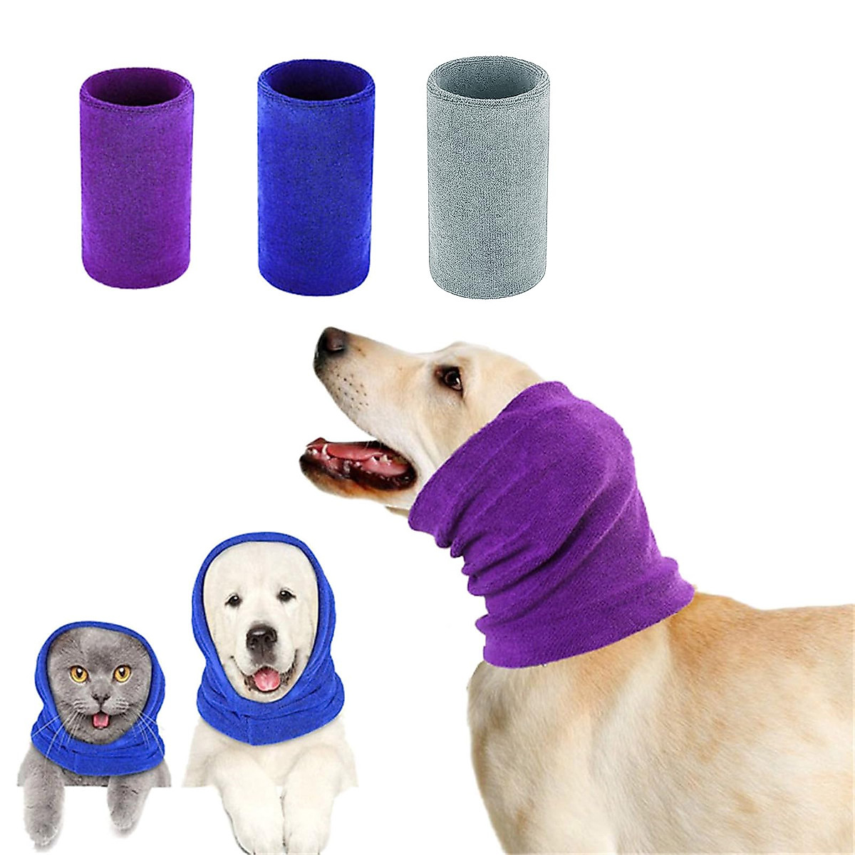 Dog Ear Protect Hood for Anxiety Relieve Calming Grooming Neck Ear Warmer Ear Covers Hoodie Earmuff Dog Earmuffs for Bathing