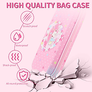 FUNDIARY Cute Bunny Carrying Case for Nintendo Switch and Switch OLED, Pink Portable Travel Case Built-in 10 Game Card Slots for Switch Console Joycon & Accessories with Shoulder Strap and 2 Thumb Cap
