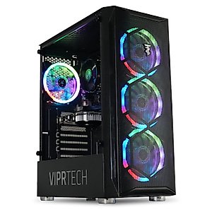ViprTech Pro Gaming PC Desktop Computer - Intel Core i5 (3.8GHz), GTX 1050 2GB, 8GB RAM, 1TB, WiFi, RGB Lighting, Windows 10 Pro, Streaming, Editing, Warranty