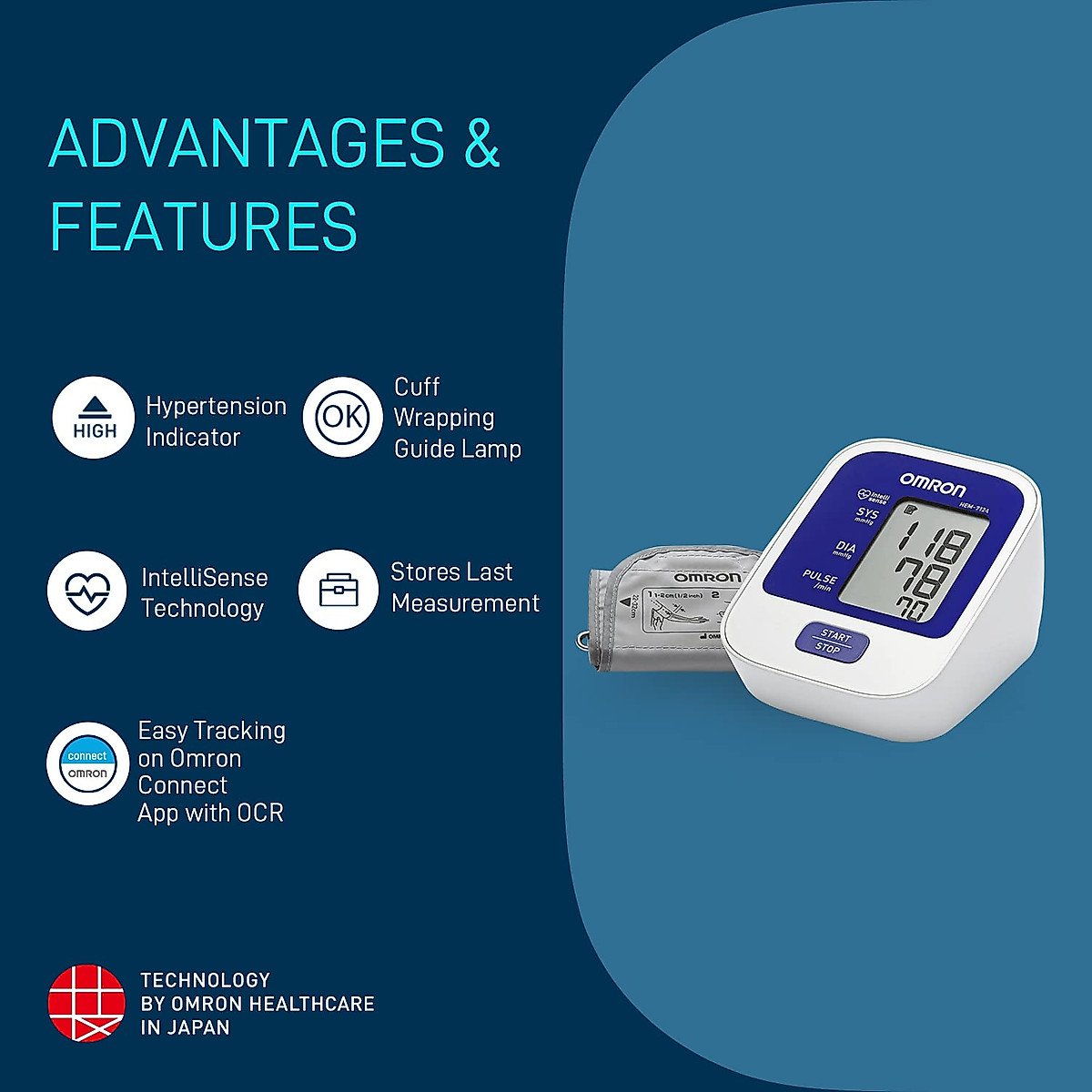 Omron Hem 7124 Fully Automatic Digital Blood Pressure Monitor with Intellisense Technology Most Accurate Measurement