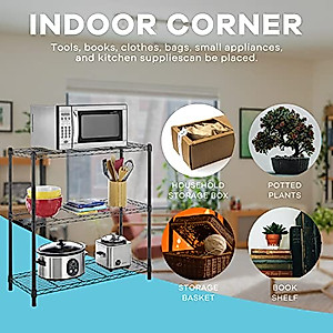 3-Tier Storage Shelves Adjustable, MGHH Wire Shelving Heavy Duty Storage Rack(150 Lbs Loading Capacity/ Shelf) Metal Shelf Organizer Wire Rack Shelf for Pantry Garage Kitchen 23"D x12"W x 30"H -Black