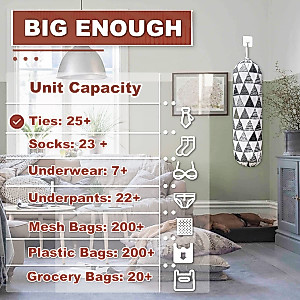 Plastic Bag Holder,Wall Mount Plastic Bag Organizer,Washable Large Grocery Bag Storage Dispenser,Shopping Bags Carrier ​for Home Kitchen Travelling,Free Adjustment with Drawstring,Gray triangle, 22x9"