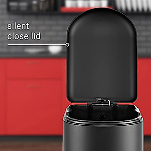 happimess HPM1009B Roland Mini 2.6-Gallon Step-Open Trash Can with Soft-Close Lid, Modern, Minimalistic, Fingerprint Proof for Home, Kitchen, Laundry Room, Office, Bedroom, Bathroom, Black