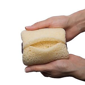 MartiniSPA Exfoliating Body & Shower Sponge with Soap Pocket. All Natural Italian Deep Cleansing Sponge with Soap Saver Pouch & Hand Strap for Men & Women - Use in Shower or Bath - 2 Units/Beige Color